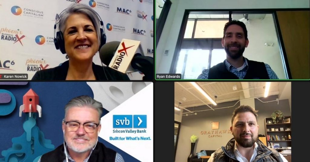 Phil Cox and Ryan Edwards with Silicon Valley Bank and Leib Bolel with ...